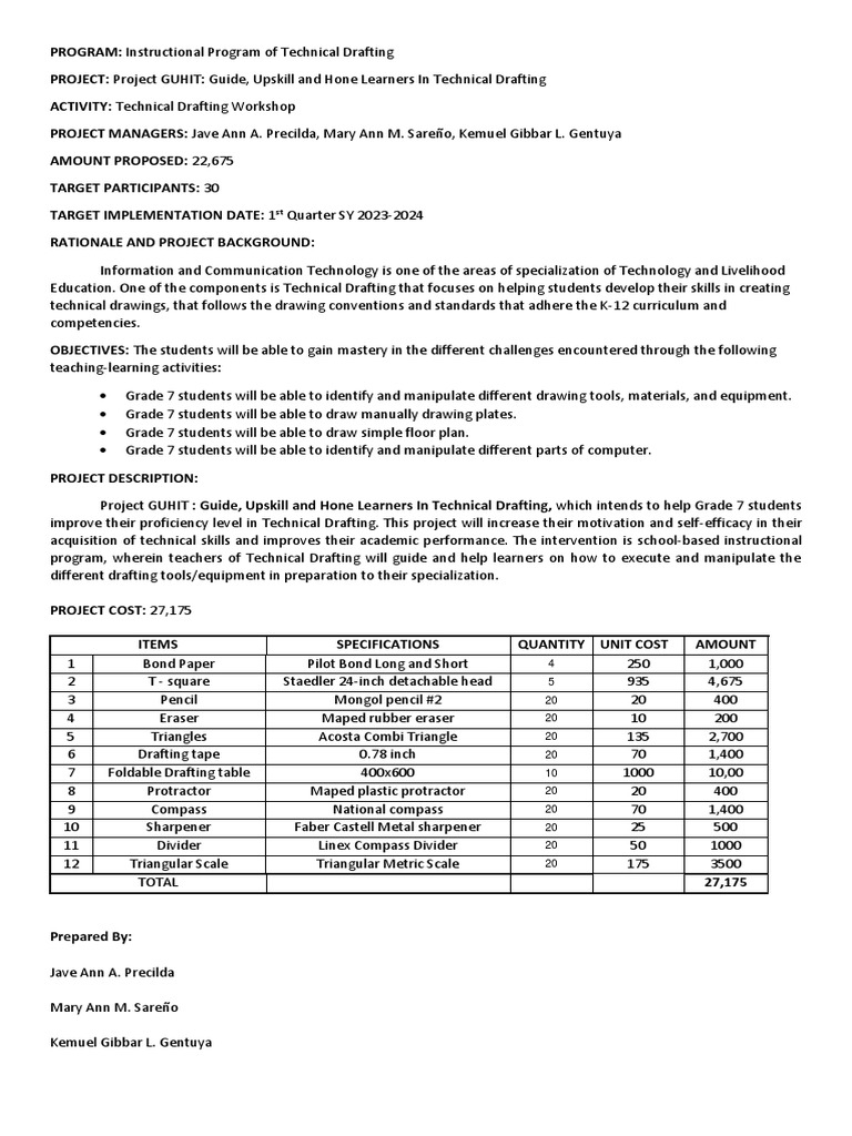 Project Proposal | PDF | Technical Drawing | Learning
