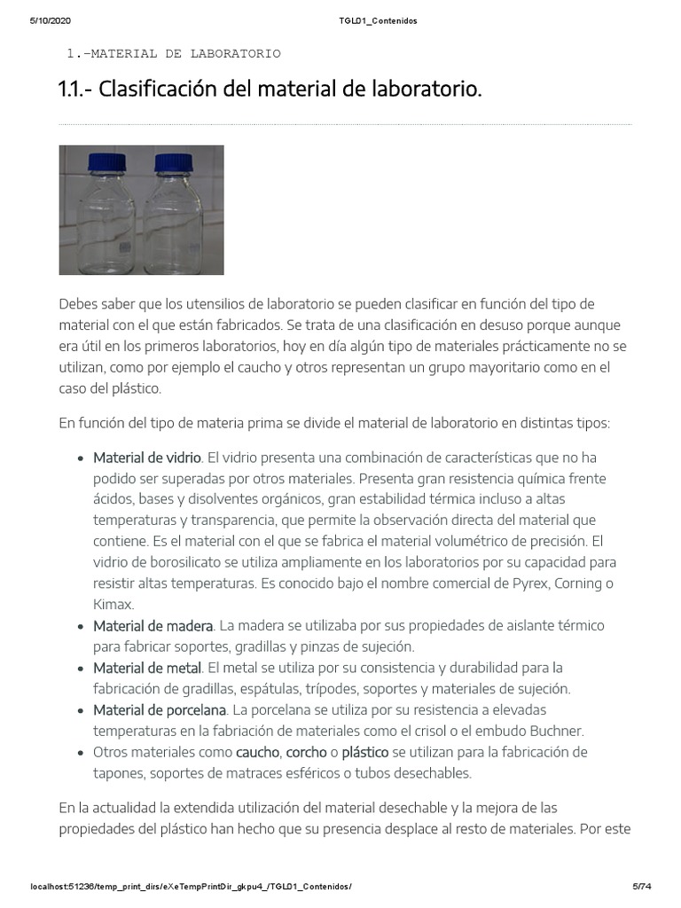 TGL01 - Material de Laboratorio | PDF | Agua | Ósmosis
