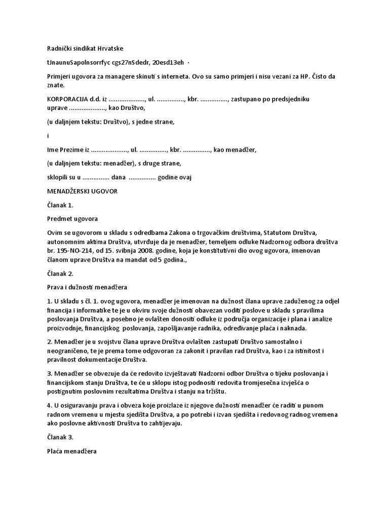 Menadžerski Ugovori | PDF