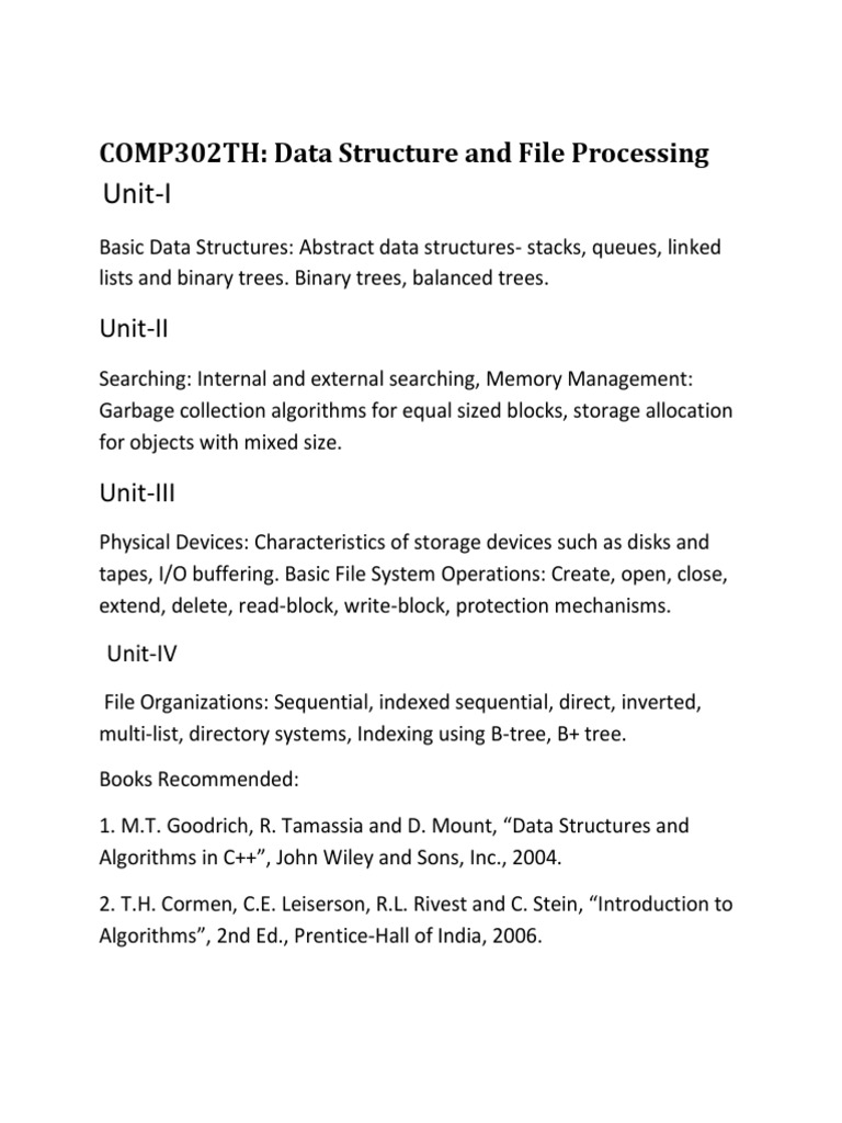 Unit-I: COMP302TH: Data Structure and File Processing | PDF | Queue ...