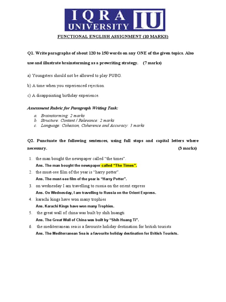 Functional English Assignment | PDF