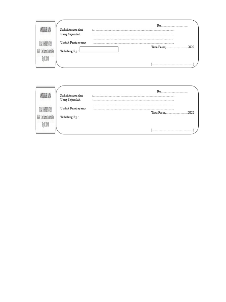 Template Kwitansi Kosong Editable | PDF