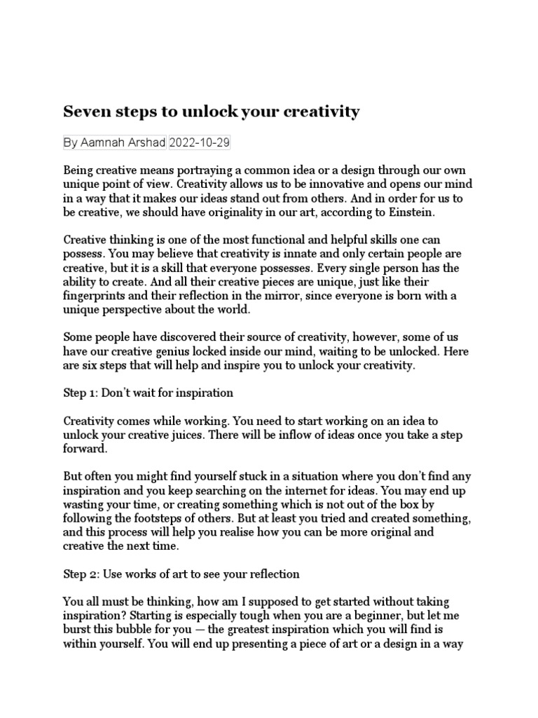 7 Steps Creativity | PDF | Creativity | Thought