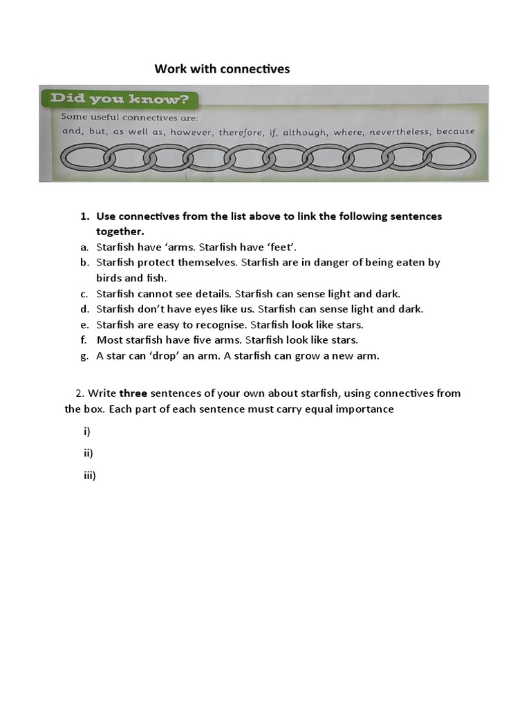 Work With Connectives Assignment | PDF