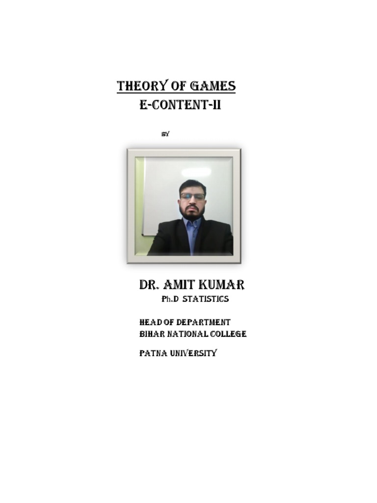 MCA 3rd Sem Theory of Game by Dr. Amit Kumar | PDF | Matrix (Mathematics) | Mathematics