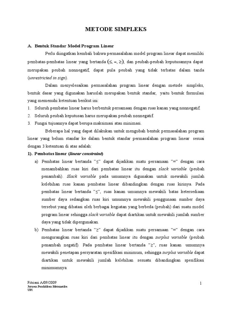Sekilas Metode Simpleks | PDF