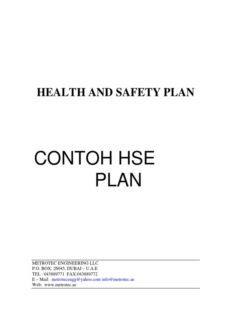 Contoh HSE PLAN | PDF | Occupational Safety And Health | Personal ...