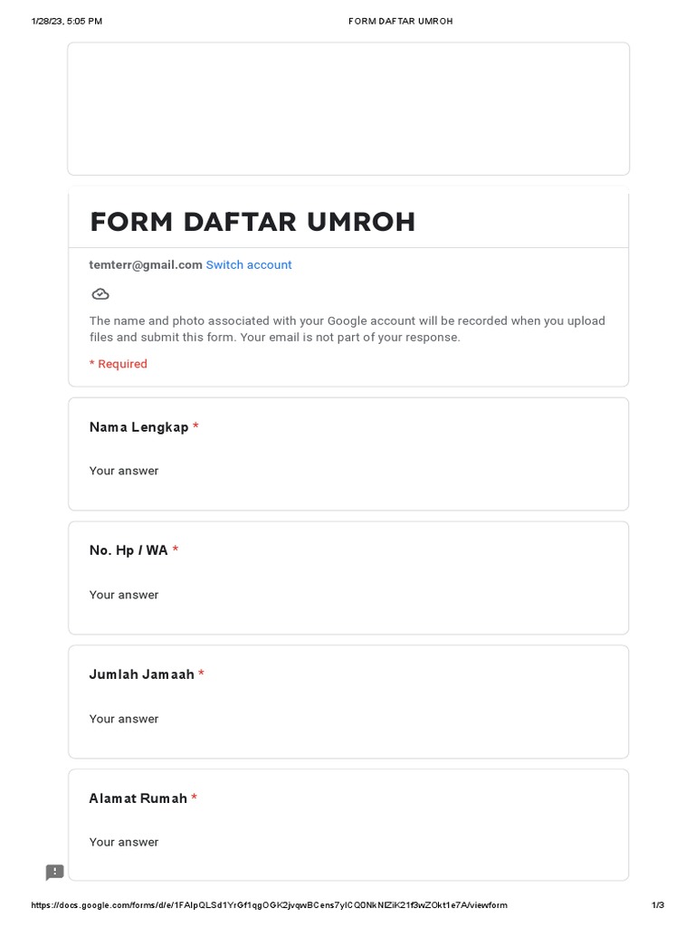 Form Daftar Umroh | PDF