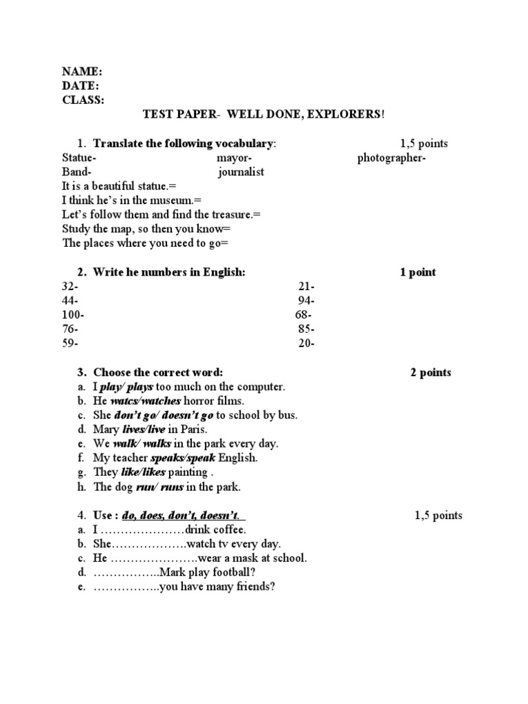 Clasa 4 - Well Done Explorers | PDF