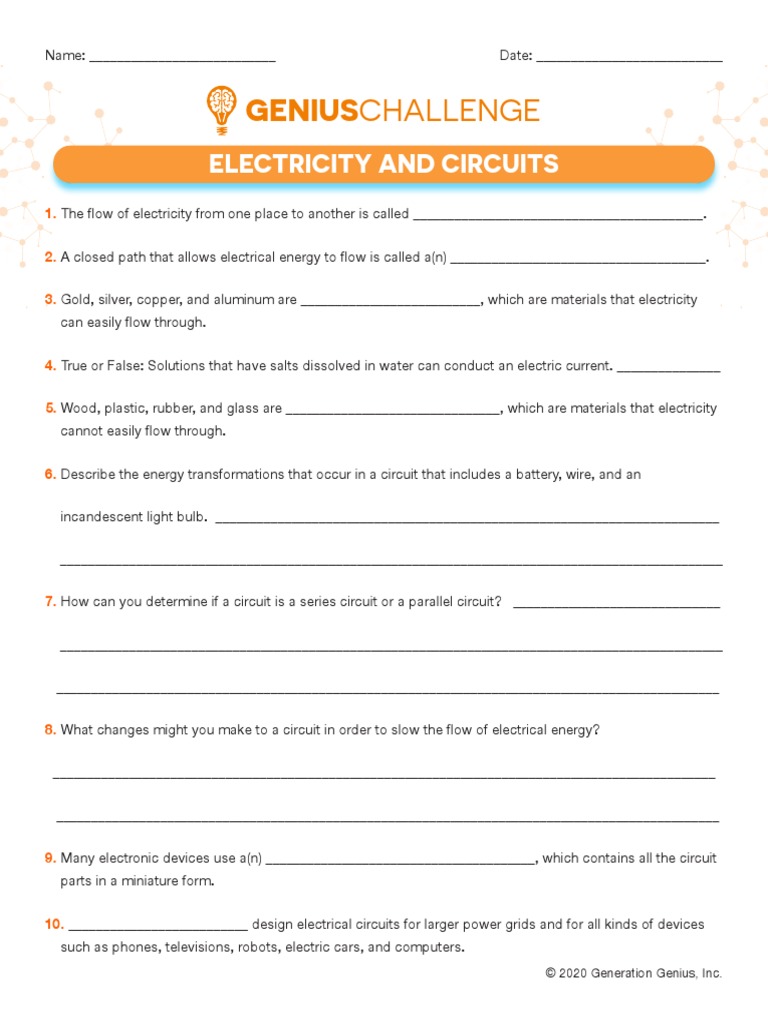 GG Electricity and Circuits Quiz | PDF