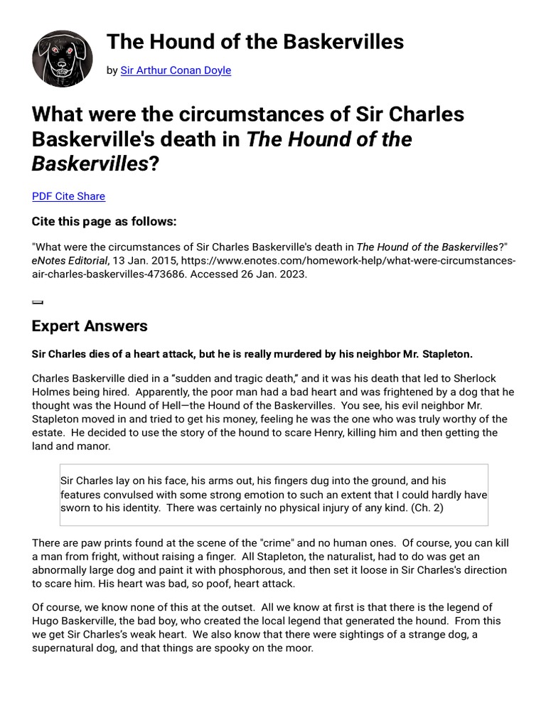 Sir Charles Death (HOB) | PDF | The Hound Of The Baskervilles ...