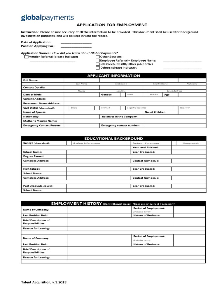 Application Form R | PDF | Fluency | Employment