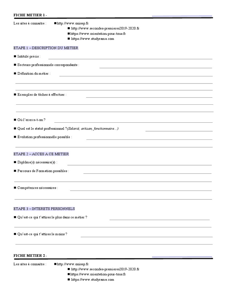 Fiche Metier | PDF