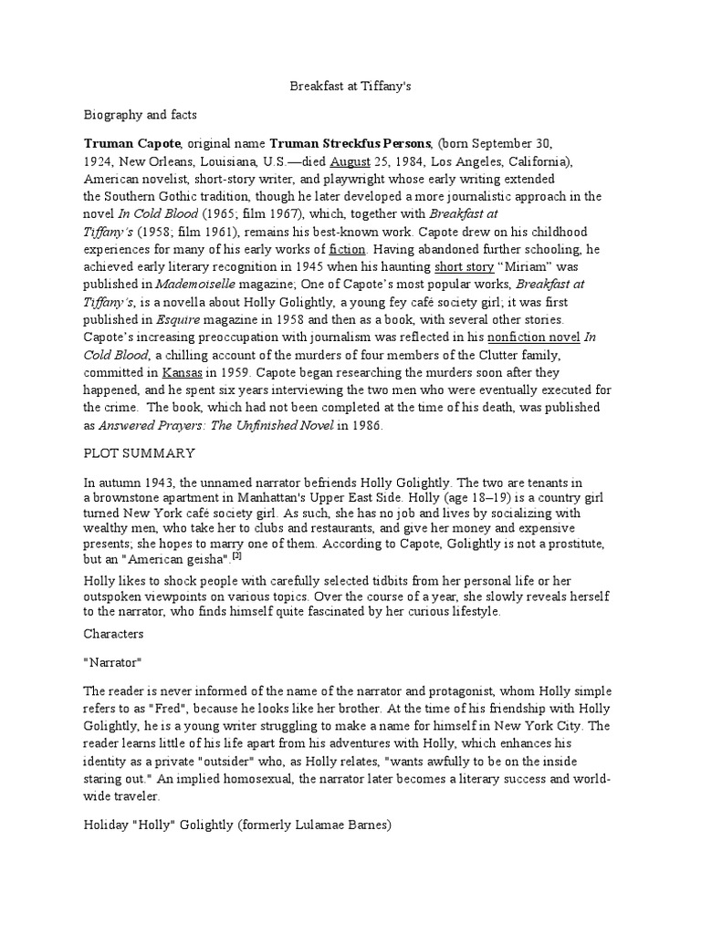 Breakfast at Tiffany | PDF