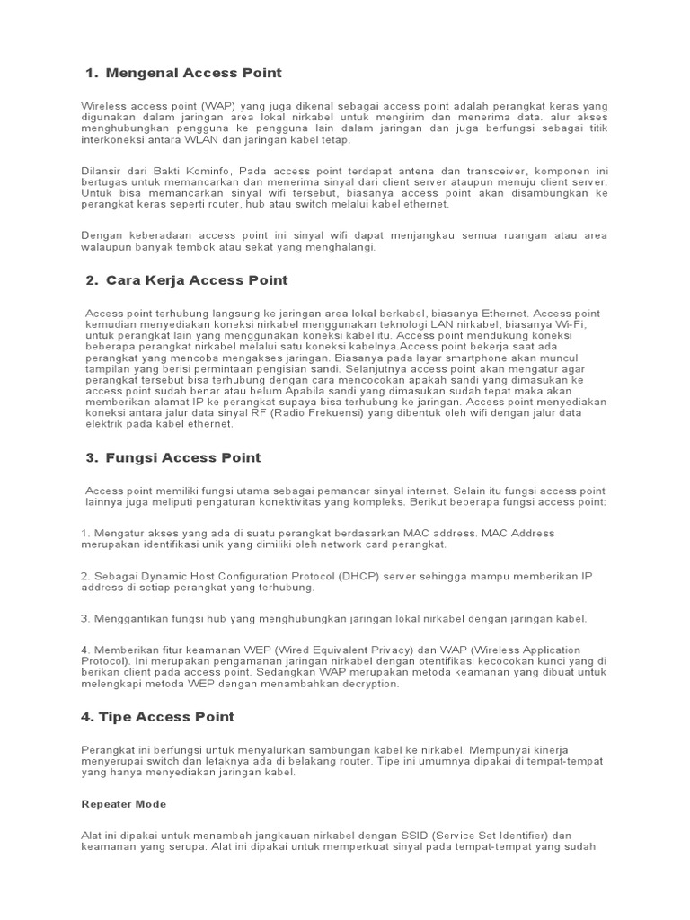 Mengenal Access Point | PDF