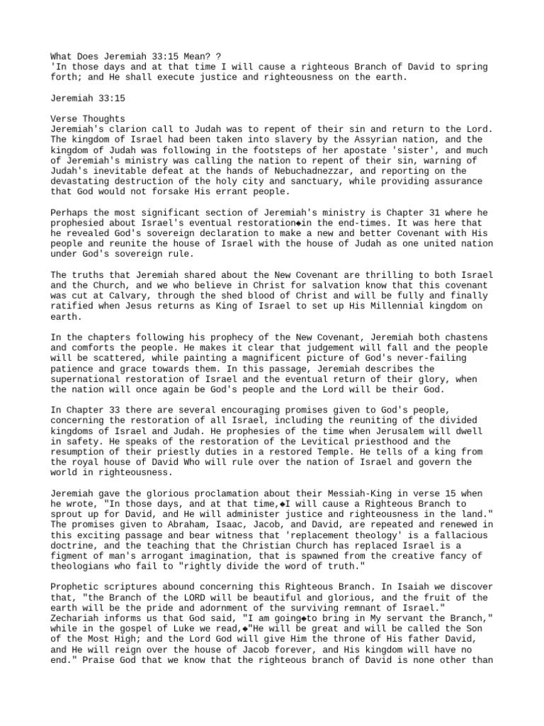 What Does Jeremiah 33 15 Mean | PDF | Jeremiah | Jesus