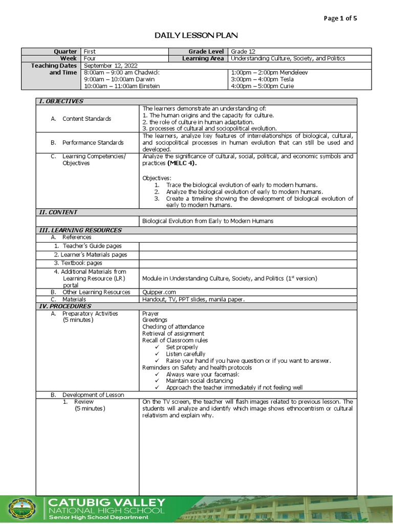 DLP in UCSP W4 D1 | PDF | Homo | Science