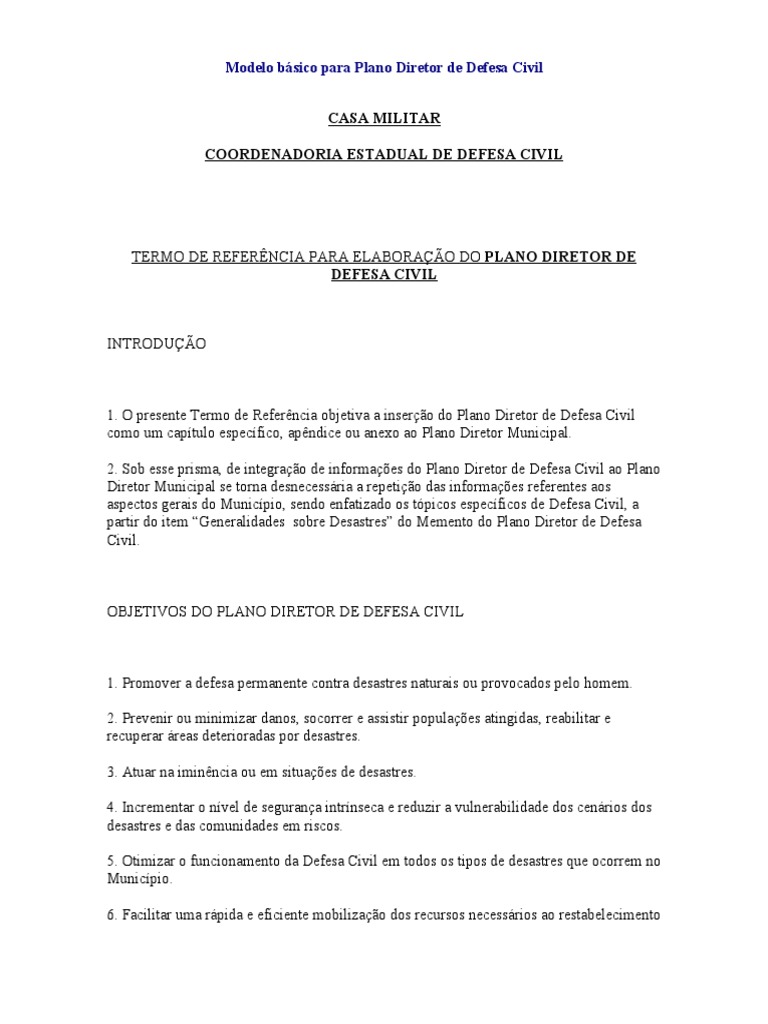 Modelo Plano Diretor | PDF | Enchente | Militar