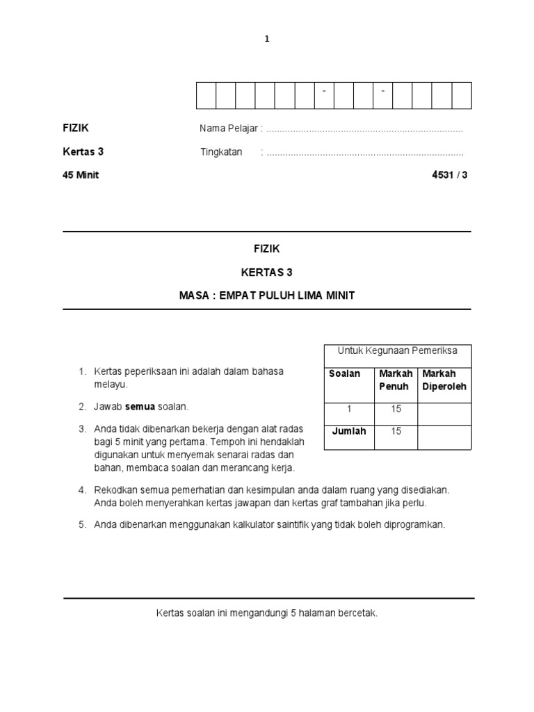 Kertas Amali Fizik 2021 | PDF | Metode & Bahan Ajar