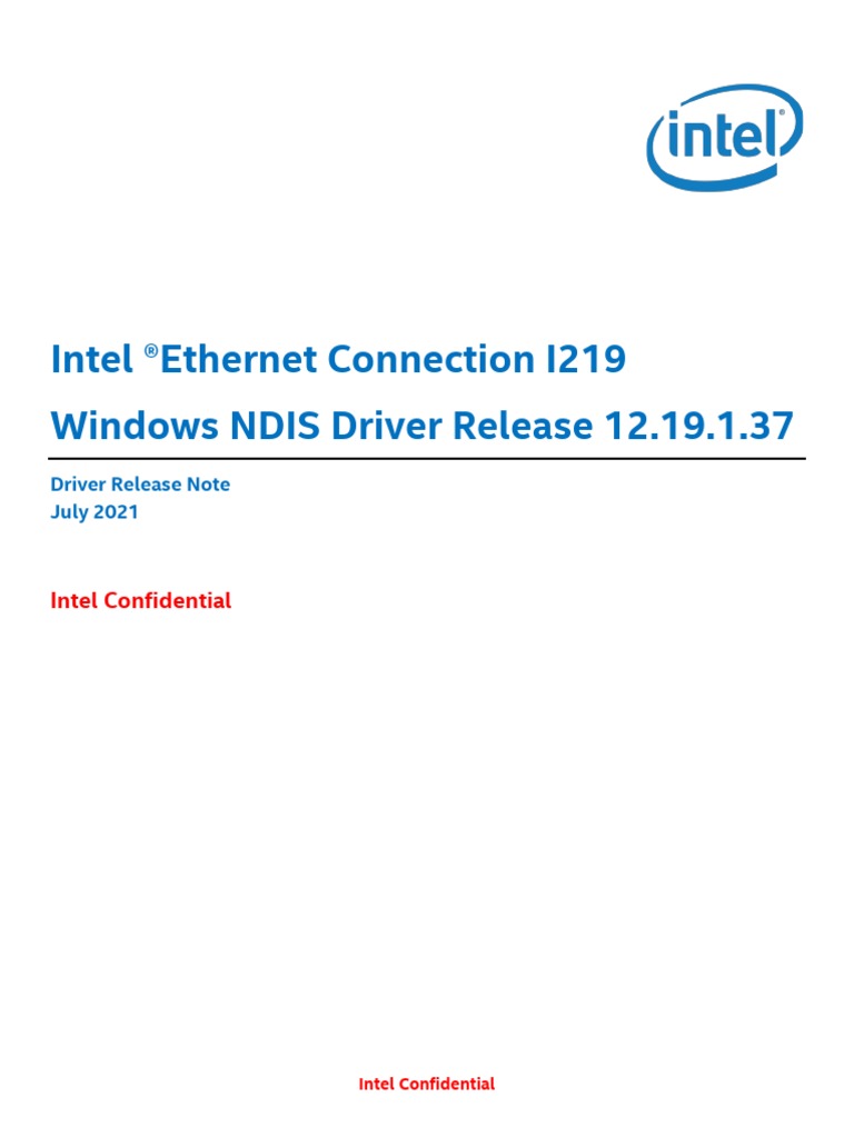 Intel®Ethernet Connection I219-Windows-NDIS-Driver-Release Notes-12.19 ...