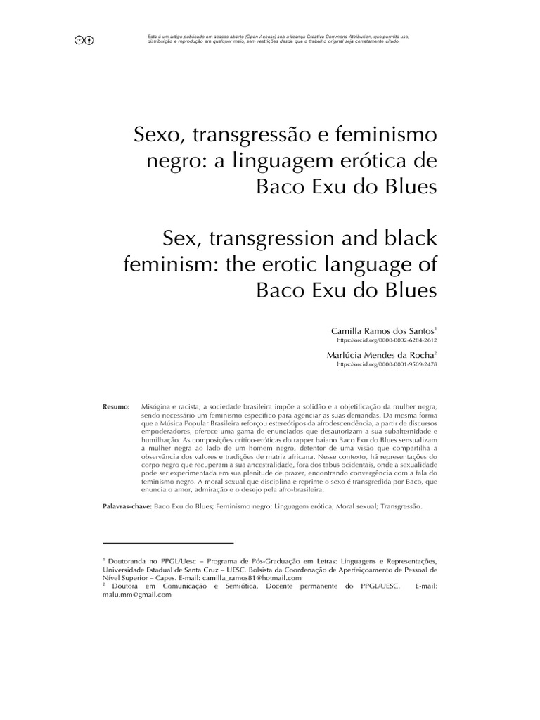 Sexo, Transgressão e Feminismo Negro A Linguagem Erótica de Baco Exu Do Blues | PDF | Música hip ...