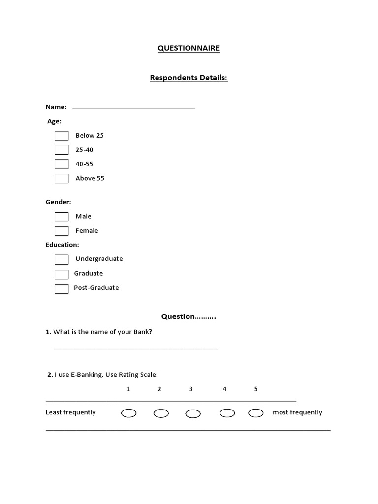 Kajal Questionnaire For Customers-1 | PDF | Online Banking | Banks ...