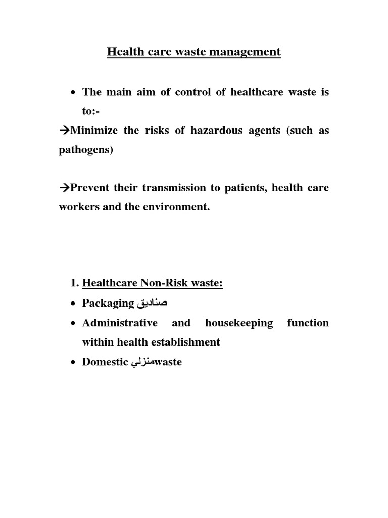 Managing Healthcare Waste: Proper Sorting, Handling, Storage and ...