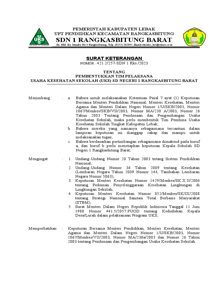 SK Uks SDN 1 RBB | PDF