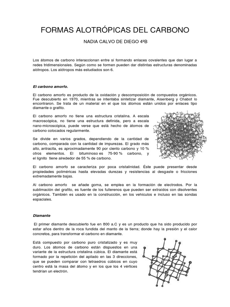 Formas Alotrópicas Del Carbono | PDF | Carbón | Grafito