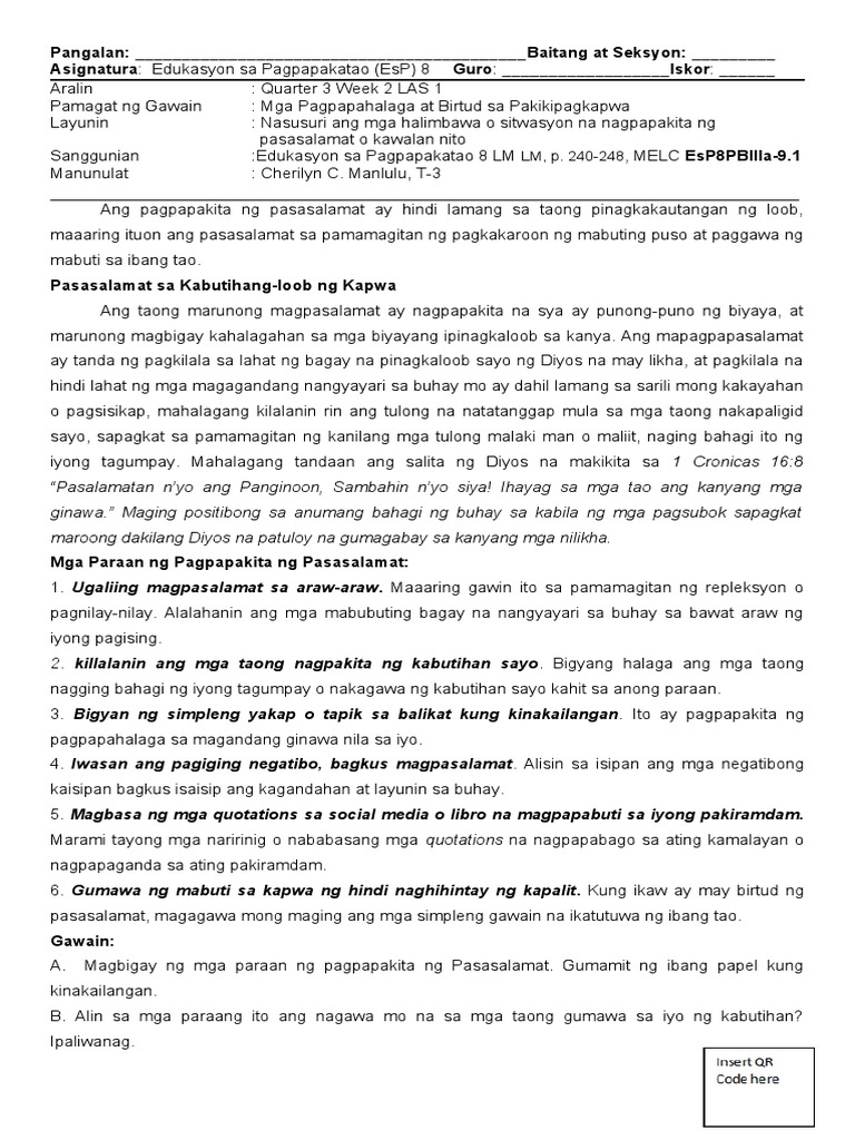 Esp8 Q3 Week2 Las1 | PDF