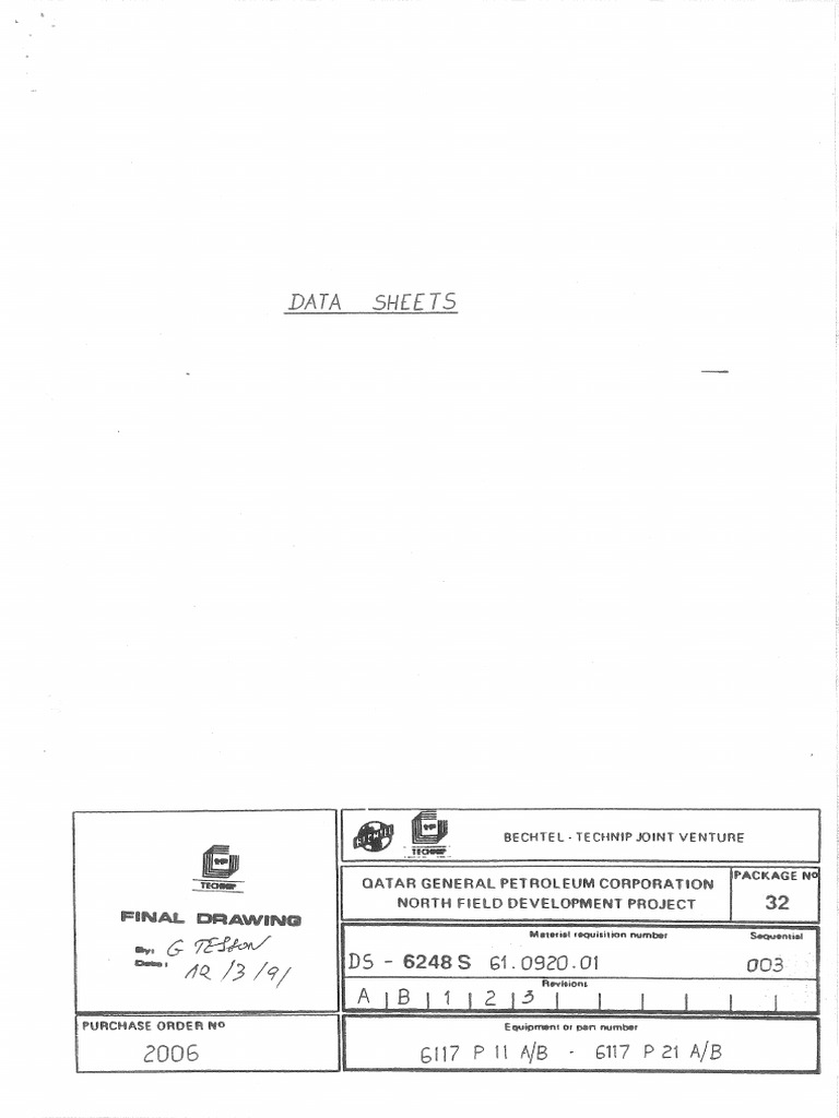 Reciprocating Pump Data Sheet | PDF