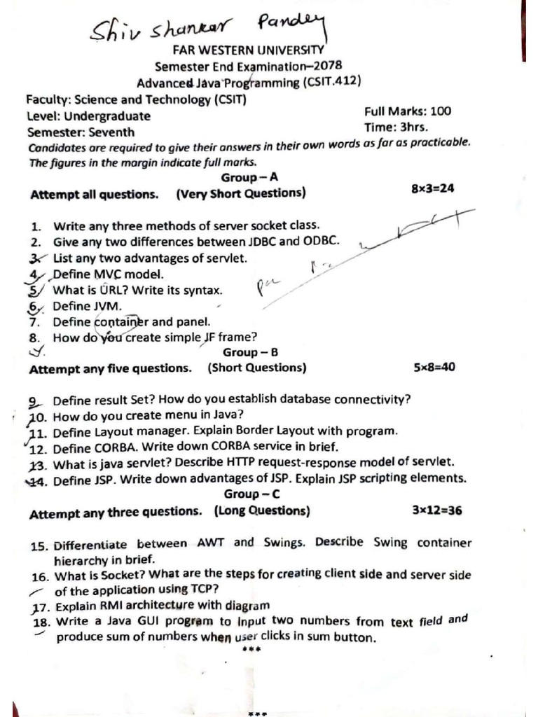 Fwu Csit Paper 6TH Sem | PDF