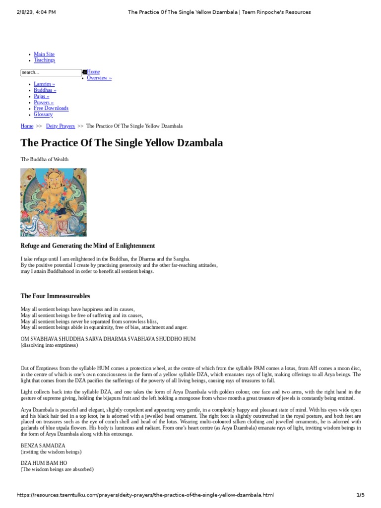 The Practice of The Single Yellow Dzambala - Tsem Rinpoche's Resources ...