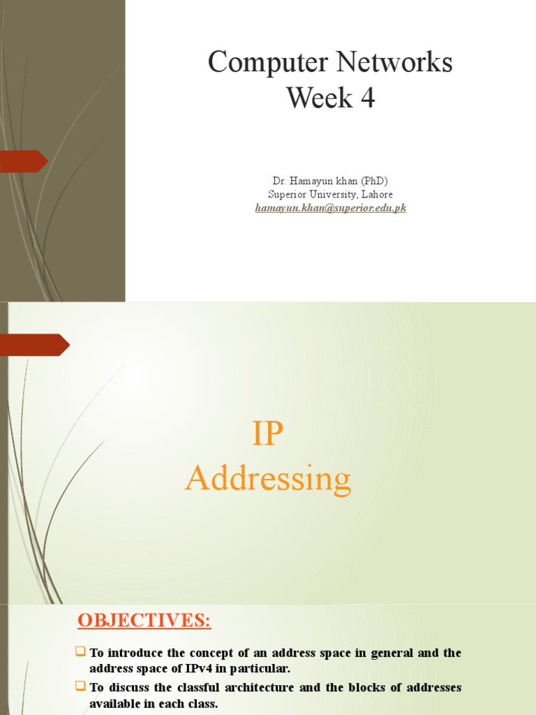 Lecture W4 CN IP Addressing P1 | PDF | Ip Address | Computer Networking