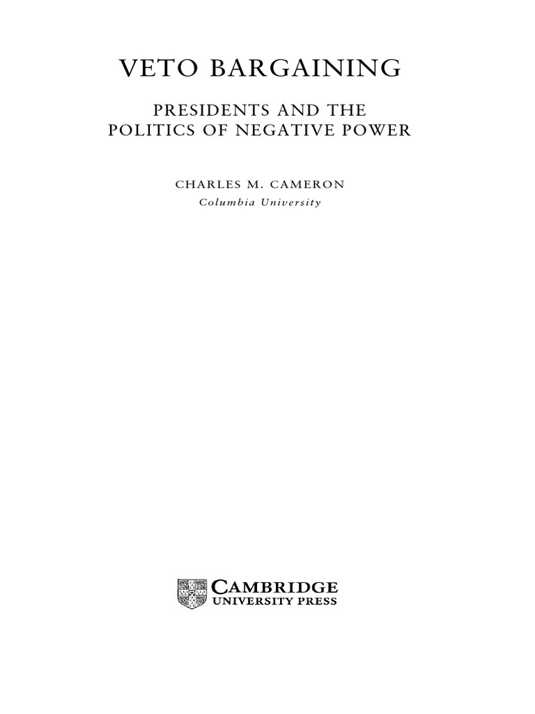 Veto Bargaining Presidents and The Polit | PDF | Reconciliation (United ...