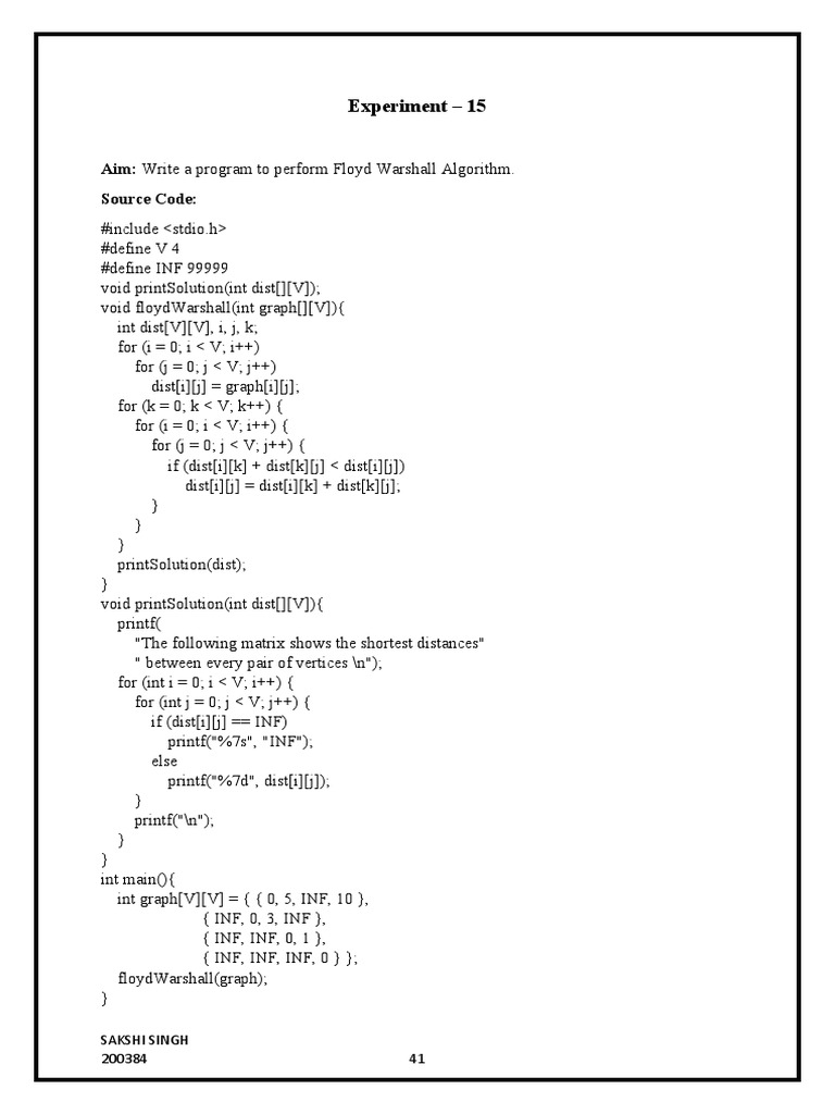 Floyd Warshall | PDF