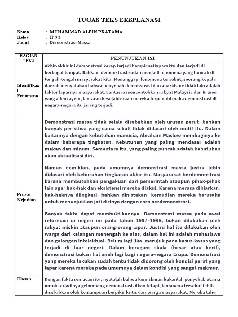 Contoh Format Tugas Teks Eksplanasi-1 | PDF