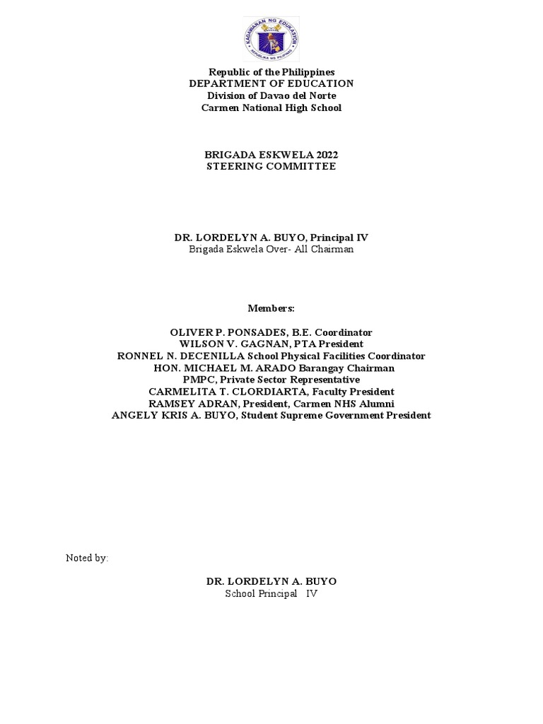 NEW Brigada Eskwela Committee | PDF | Philippines