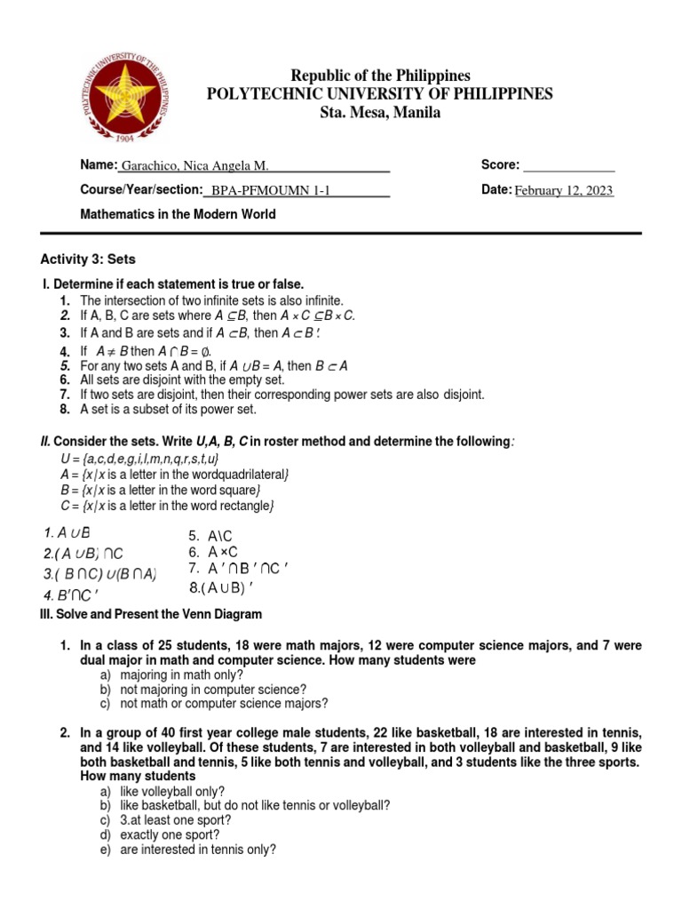 Mathematics in The Modern World | PDF | Set (Mathematics) | Logic