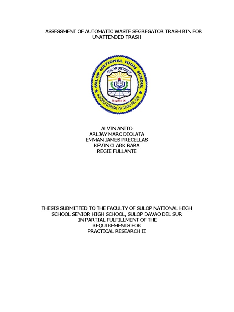 Assessment of Automatic Waste Segregator Trash Bin For Unattended ...