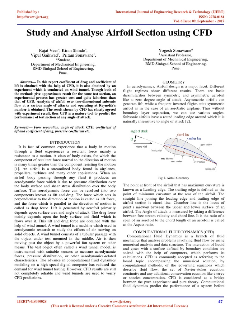 Study and Analyse Airfoil Section Using CFD | PDF | Technology & Engineering