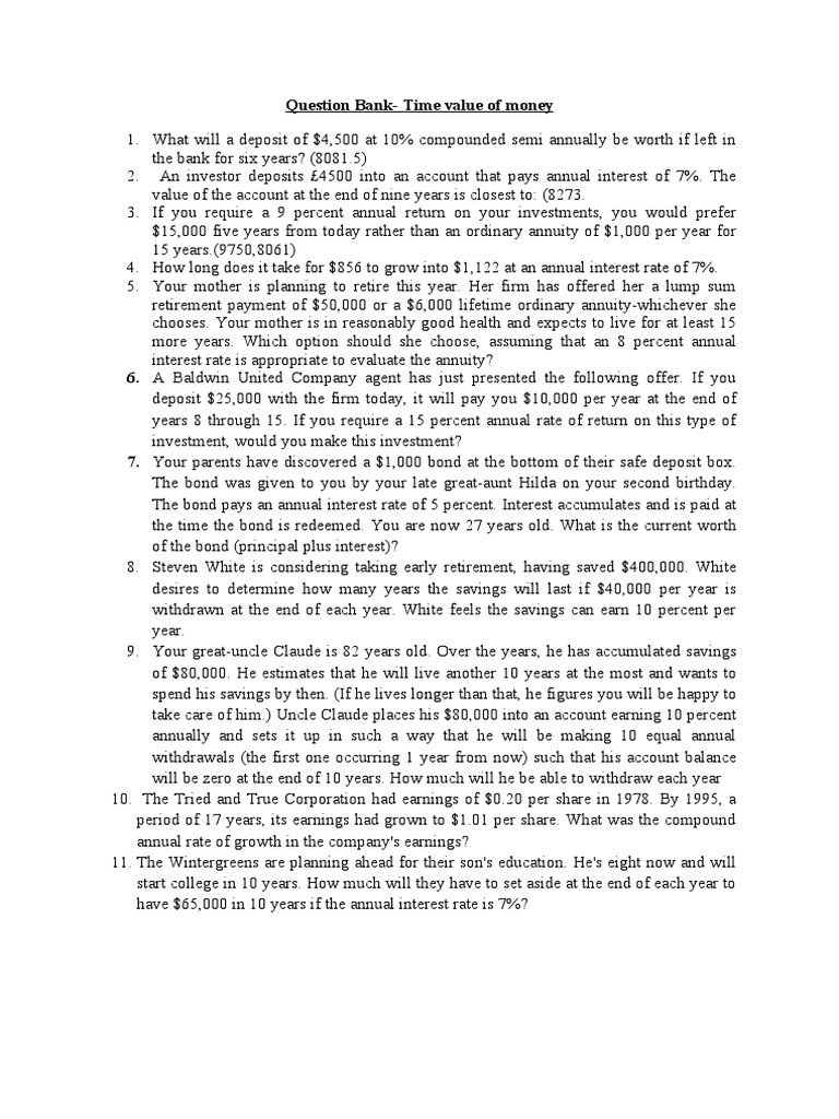 TVM Class Questions | PDF | Interest | Economies