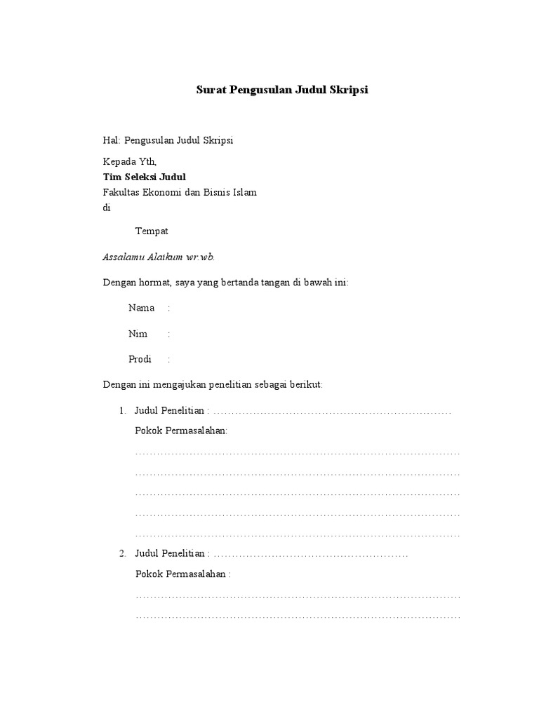 Format Pengajuan Judul | PDF