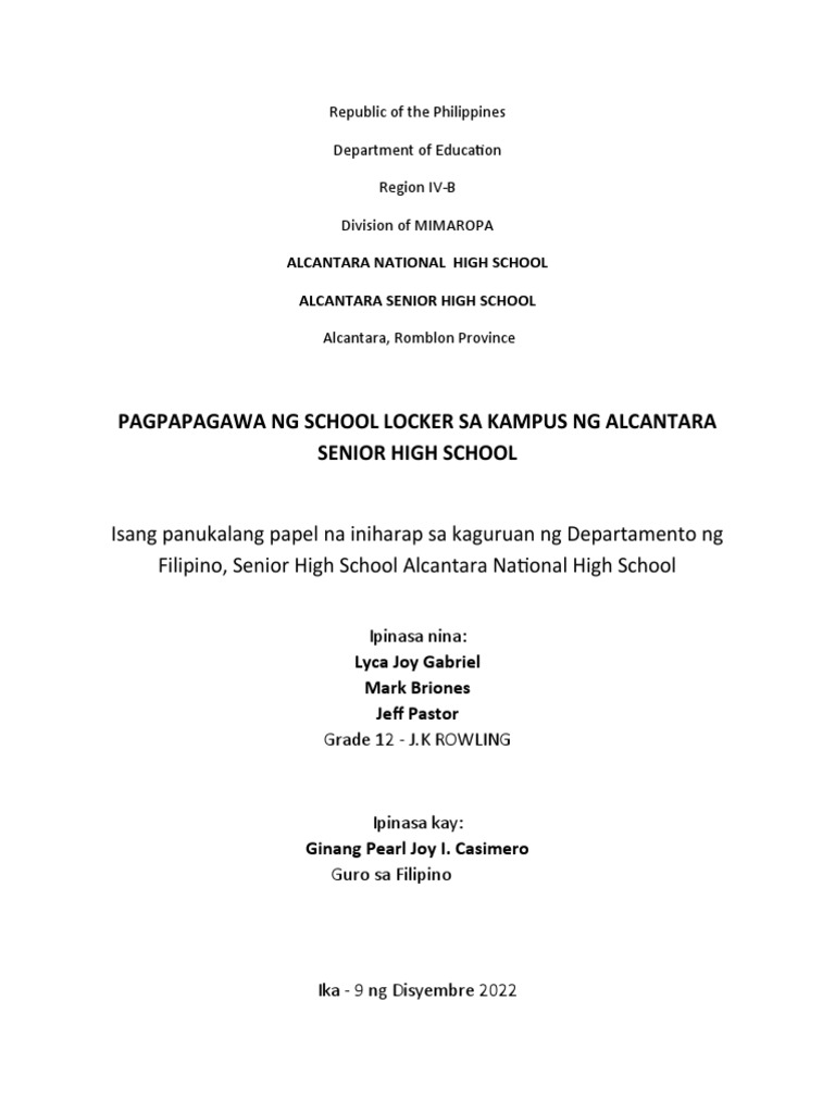 Panukalang Proyekto 12 | PDF