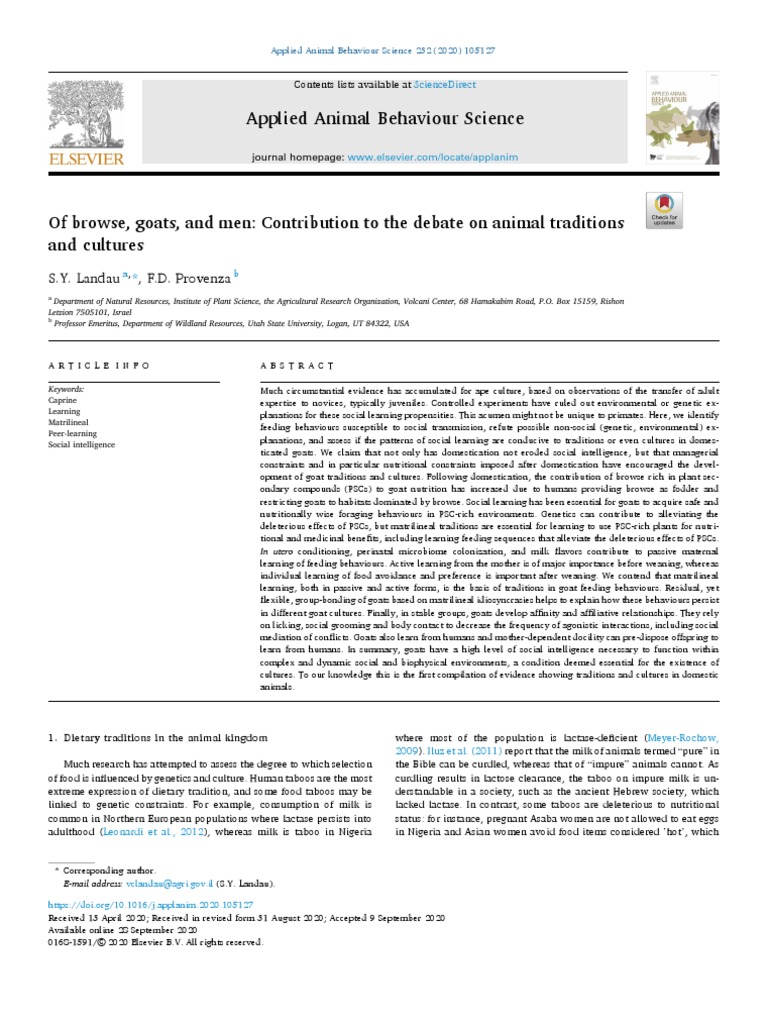 Landau & Provenza (2020) of Browse, Goats, and Men - Contribution To ...