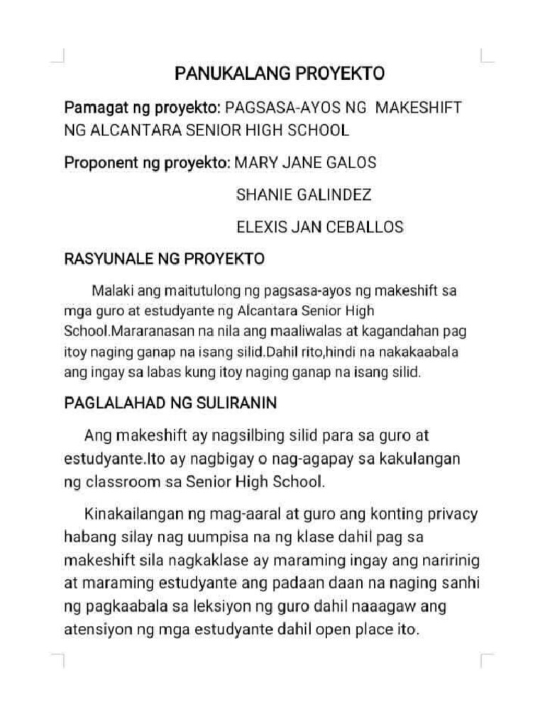 Panukalang Proyekto | PDF