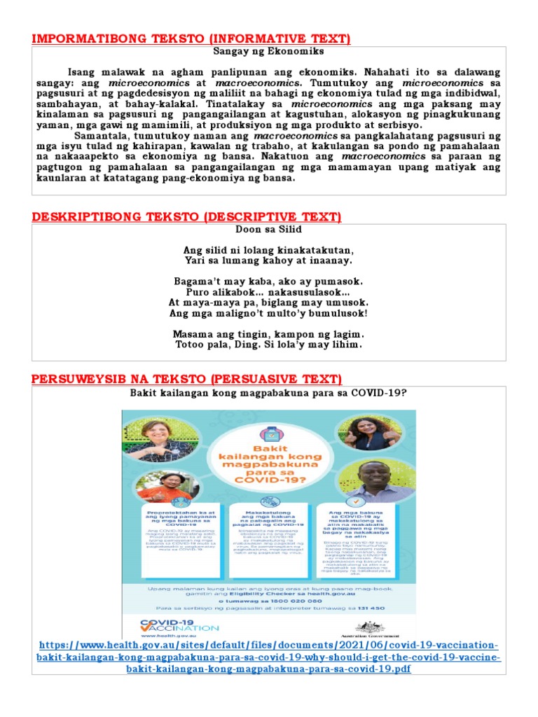 Mga Halimbawa NG Teksto | PDF