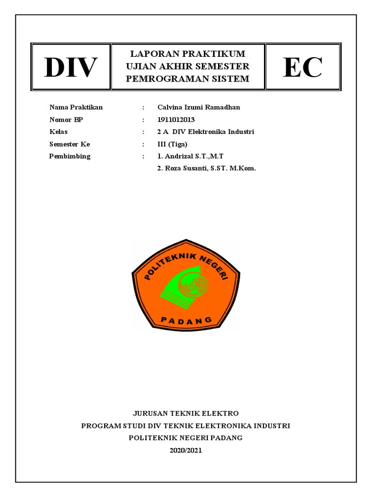 Calvina Izumi Ramadhan - 1911012013 - Laporan UAS | PDF | Teknologi ...
