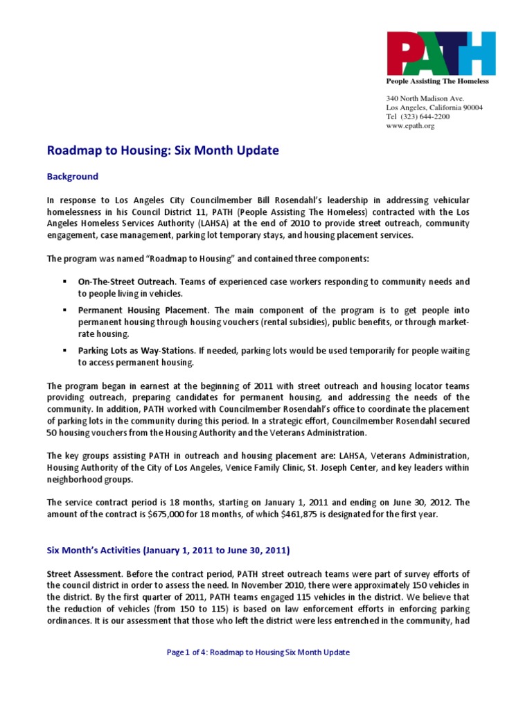 Roadmap To Housing Six Month Update | PDF