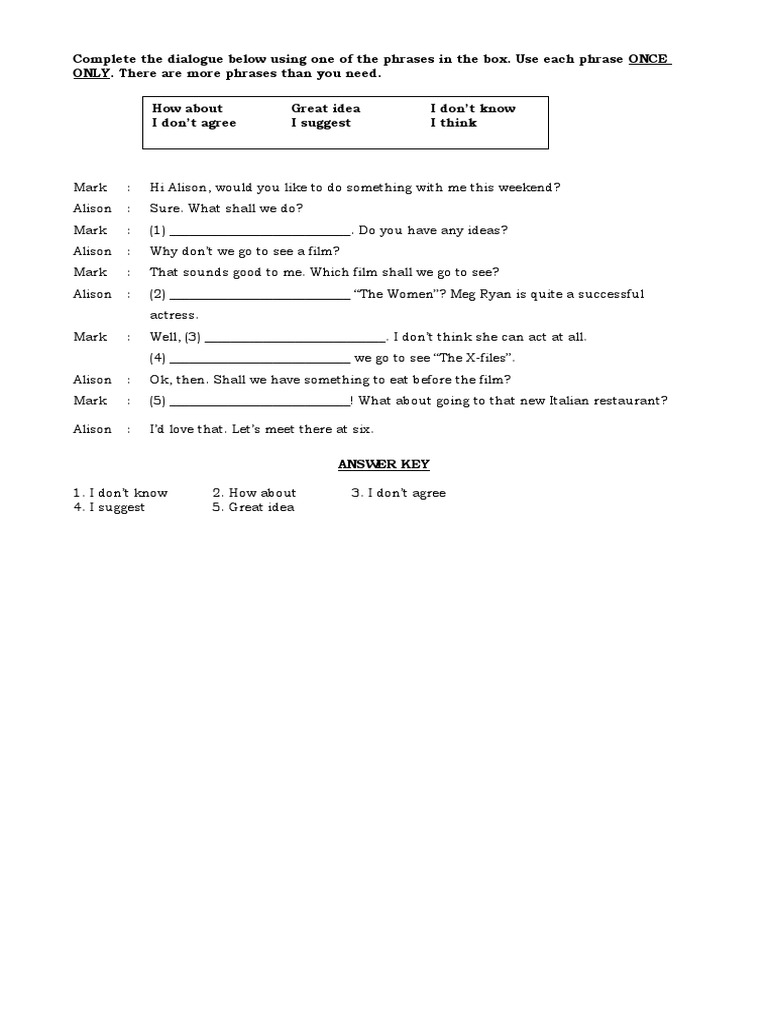 Dialogue Completion - D | PDF